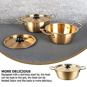 BREWIX Casserole 1Pc Korean Ramen Pot with Lid Milk Heating Pot Stew Pot Kitchen Stockpot Cooking Pot Thickened Stock Pot Vintage Style Stock Pot Large Serving Pot Soup Basins Pasta Pot Basin