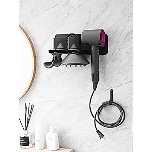 JONR Hair Dryer Holder Wall Mounted Bathroom Blow Dryer Holder Carbon Steel Storage Rack for Dyson Supersonic Hair Dryer