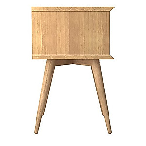 Mid-Century Night Stand / 2 Drawer / Solid Wood / 24"H / Easy Assembly, Scandinavian Oak Finish