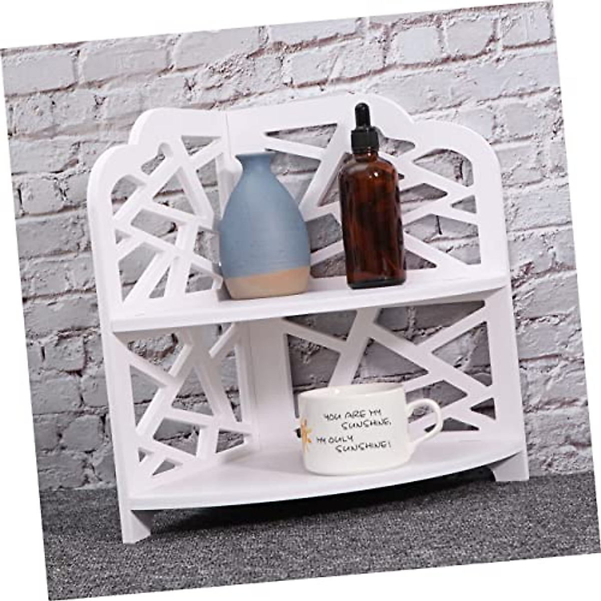 Yardwe Bathroom Racks Organizer Rack Shelf Board Floor Corner Shelf Bath Shelf Basket Shower Shelf Caddy Hollow Bathroom Rack Bathroom Storage Rack Shelf Bathroom Corner Frame Wpc White