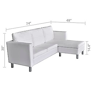 ULUYYUC Sectional Sofa,L-Shaped Leather Parlor Sofa Modern Sofa Guest Sofa with Chaise Suitable for Living Room Apartment Home Office 3-Seater Artificial Leather White