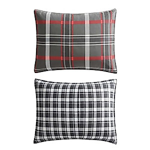Eddie Bauer - Queen Duvet Cover, Reversible Bedding Set with Matching Shams, Cozy Home Decor (Willow Plaid Grey, Queen)