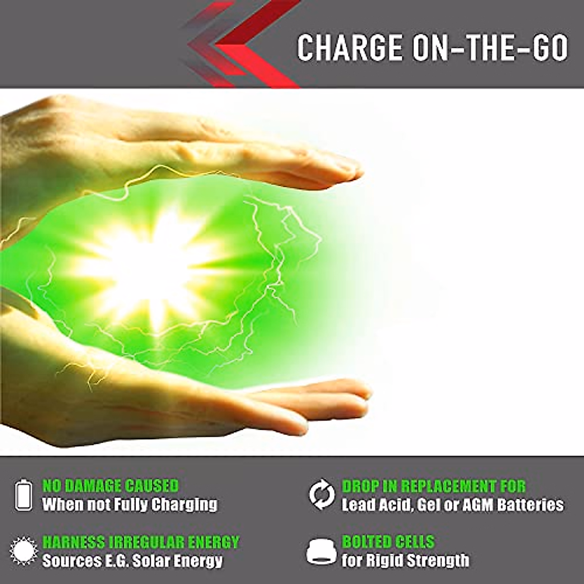 GLI Lithium-ion Deep Cycle Rechargeable Battery – 12v 100Ah IP54 Extreme Weather Resistant – up to 5,000 Cycle Long-Life – for Marine, Trolling Motors, RV, Off-Grid and Solar – with Charger & Cables