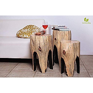 Tree Stump Coffee Tables (Set of 3), Small Wooden Tea Tables, Log Furniture, Rustic Side Tables, Log Stools, Wooden Side Tables