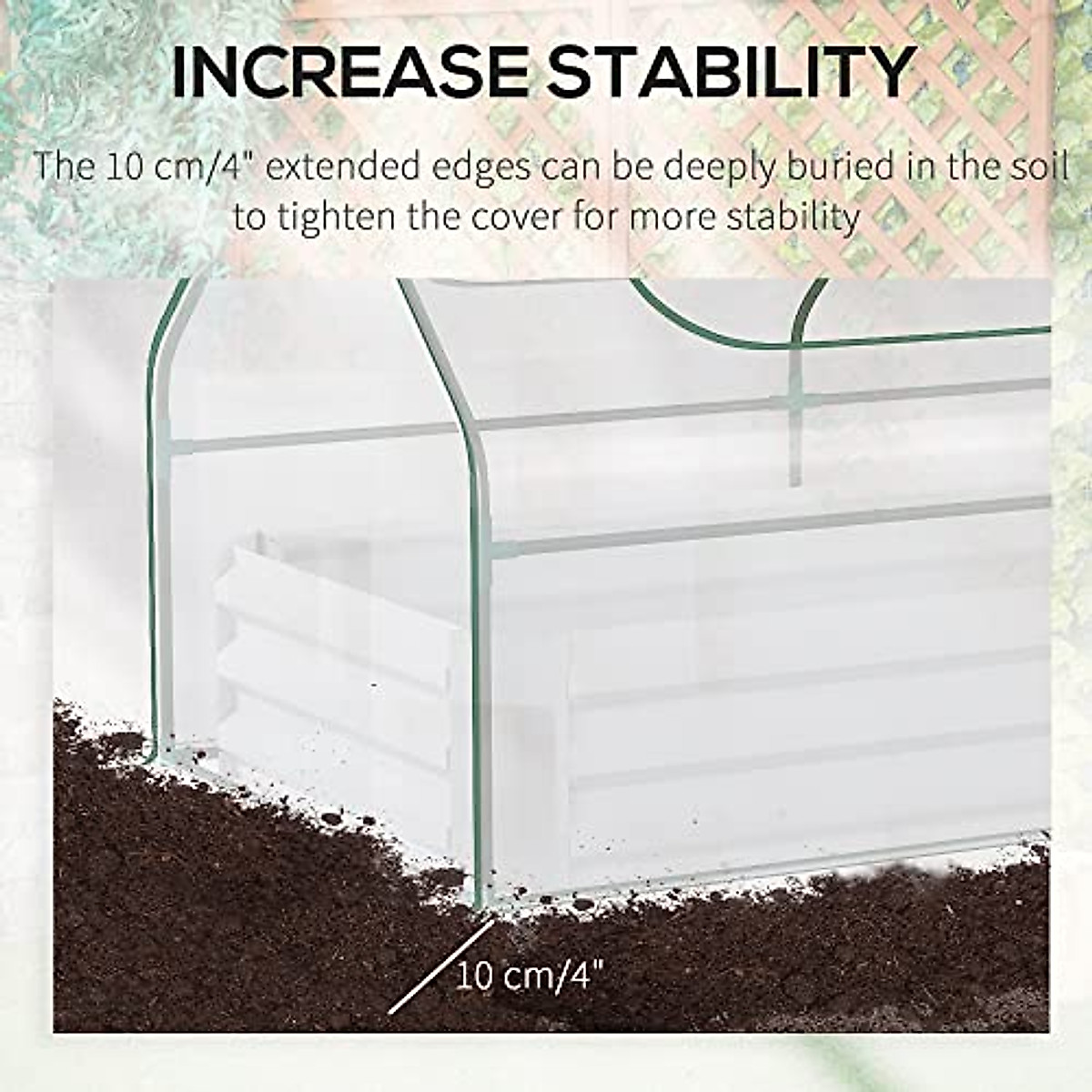 Outsunny Galvanized Raised Garden Bed with Mini Greenhouse Cover, Outdoor Metal Planter Box with 2 Roll-Up Windows for Growing Flowers, Fruits, Vegetables, and Herbs, 73" x 38" x 36", Clear