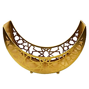 Ramadan Decoration Ramadan Trays, Moon Star Ramadan Decor Metal Dinner Plate Tray Eid Mubarak Plates Food Storage Containers Plate for Eid and Eid Al-adha Ramadan Activity Party Favor
