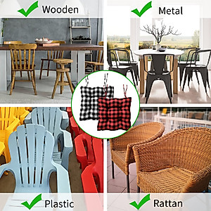 JeogYong Kitchen Chair Cushions with Ties, Set of 2 Farmhouse Buffalo-Check Chair Pads/Seat Cushions for Kitchen & Dining Room Chairs, Country Design Black & White Buffalo-Plaid Christmas Decorations