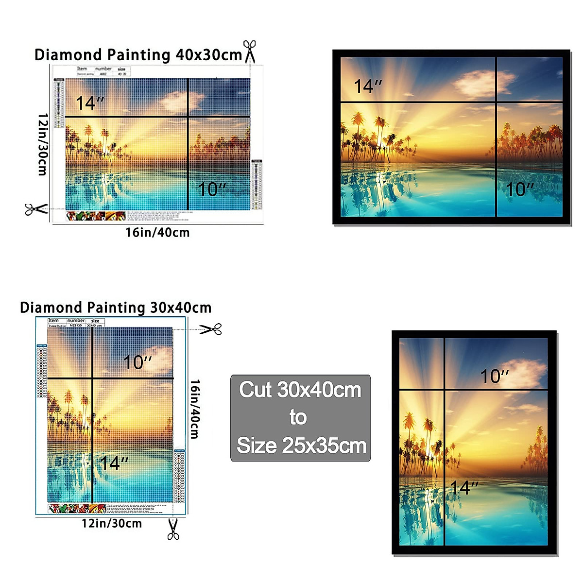 MENNTHUI 10x14 Black Picture Frame Set of 3, Diamond Painting Frames for 30 x 40cm Diamond Painting Art, Wall Mounting Horizontally or Vertically