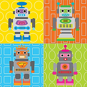 French Bull 4pc Kids Everyday Set - Robots, 11.77" x 2.87" x 8.54"