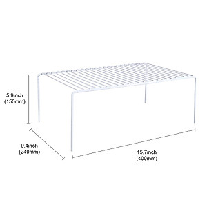 Redrubbit Large (15.7 x 9. 4 Inch) Cabinet Storage Shelf Rack, Rustproof Kitchen Counter and Cabinet Shelf, Storage Rack Organizer for Kitchen, Fridge, Cabinet, Bathroom, Set of 2