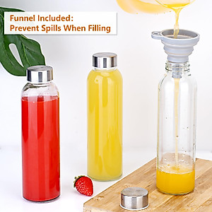 Zukro Glass Juice Bottles with Lids for Juicing 18 oz, Reusable Clear Glass Water Bottles with Stainless Steel Airtight Cap for Refrigerator, 100% Leak Proof, BPA Free, Set of 3
