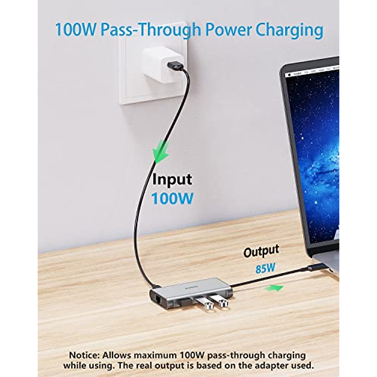 USB C Hub 8-in-1 with 4K HDMI, KUKIY Gigabit Ethernet, 3 USB 3.0, 100W PD Charging and SD&Micro SD Card Reader USB C Adapter Aluminum for MacBook Pro/Air (Thunderbolt 3)