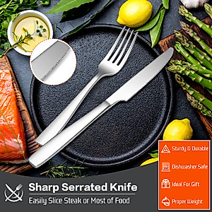HaWare 18/10 Stainless Steel Flatware, 40-Piece Silverware Set Service for 8, Fancy Tableware Cutlery Set for Home Restaurant, Include Knife Fork Spoon, Mirror Finish Eating Utensils, Dishwasher Safe