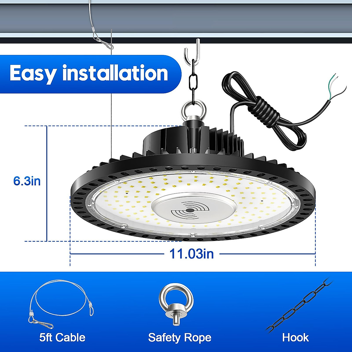 Sararoom 6Packs 150W UFO LED High Bay Light with Motion Sensor, 5000K LED Shop Light with Remote Control 3 Modes, 22500LM LED Work Shop Light with 2.5' Cable for Factories Garage Workshop