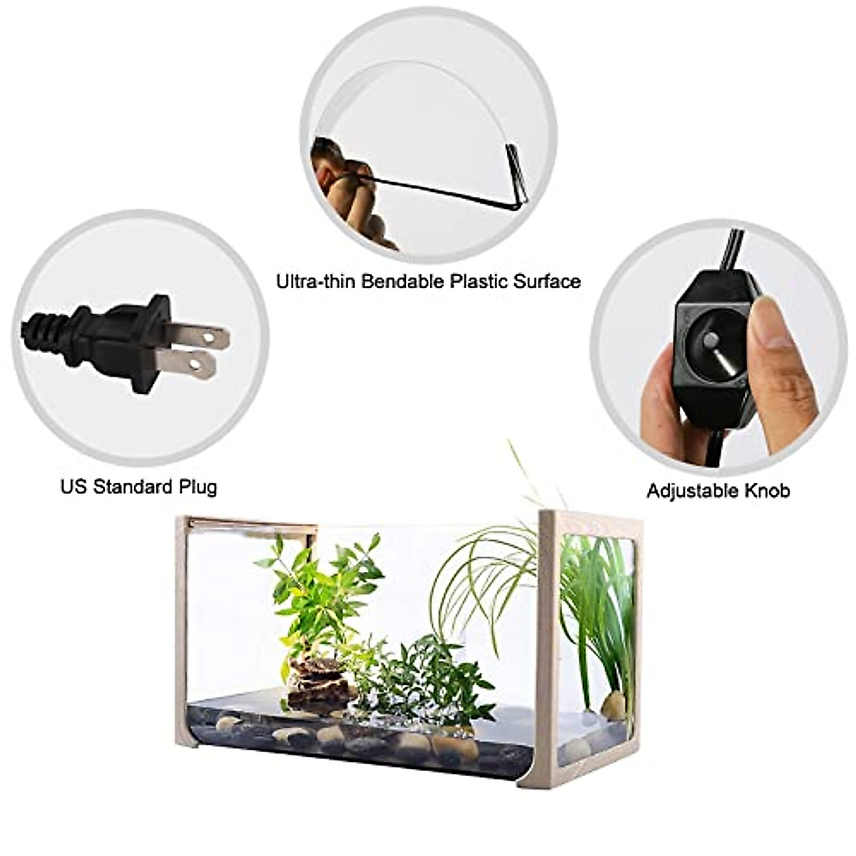 7W 11 x 6 Inch Reptile Heating Pad with Temperature Controller, Non-Adhesive Waterproof Heat Mat, Power Adjustment Tank Terrarium Heater Mat for Reptiles, Amphibians, Pets, Small Animals and Seeding