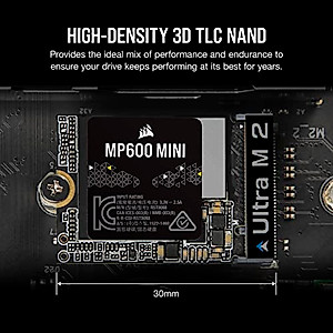 Corsair MP600 Mini 1TB M.2 NVMe PCIe x4 Gen4 2 SSD – M.2 2230 – Up to 4,800MB/sec Sequential Read – High-Density 3D TLC NAND – Great for Steam Deck and Microsoft Surface – Black