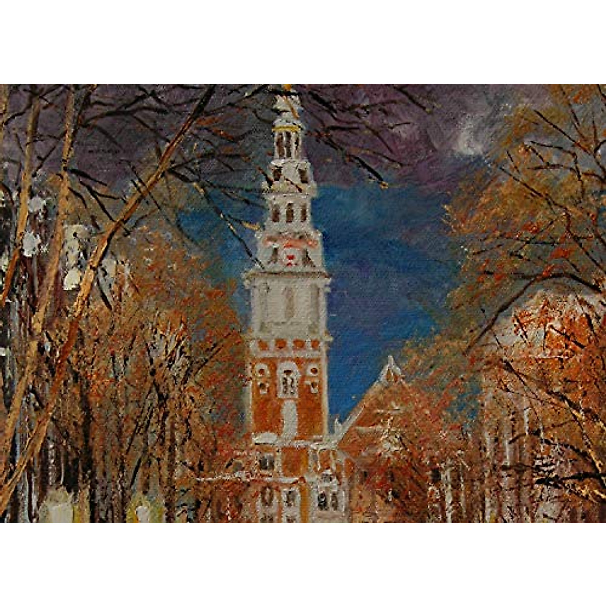 (SOLD) Winter's Arrival, Amsterdam - canal of the Netherlands by internationally renown painter Yary Dluhos