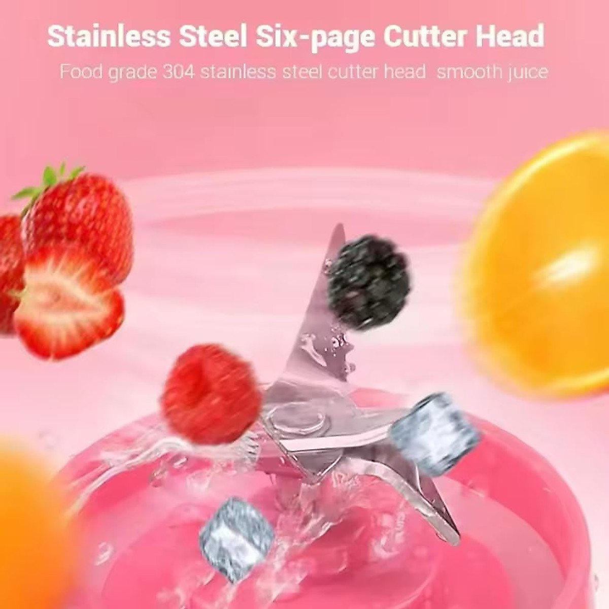 16oz Portable Blender, USB Rechargeable Personal Size Blenders, Smoothie Blender with 6 Blades for Protein & Shakes, Mini juicer with Extra Handle Lid for Travel Sports Outgoing