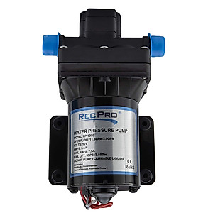 RecPro RV 4 Chamber Water Pump | Quiet Running | 12V DC | 45 PSI | 8.0AMP | Self Priming (With Strainer, No Silencer)