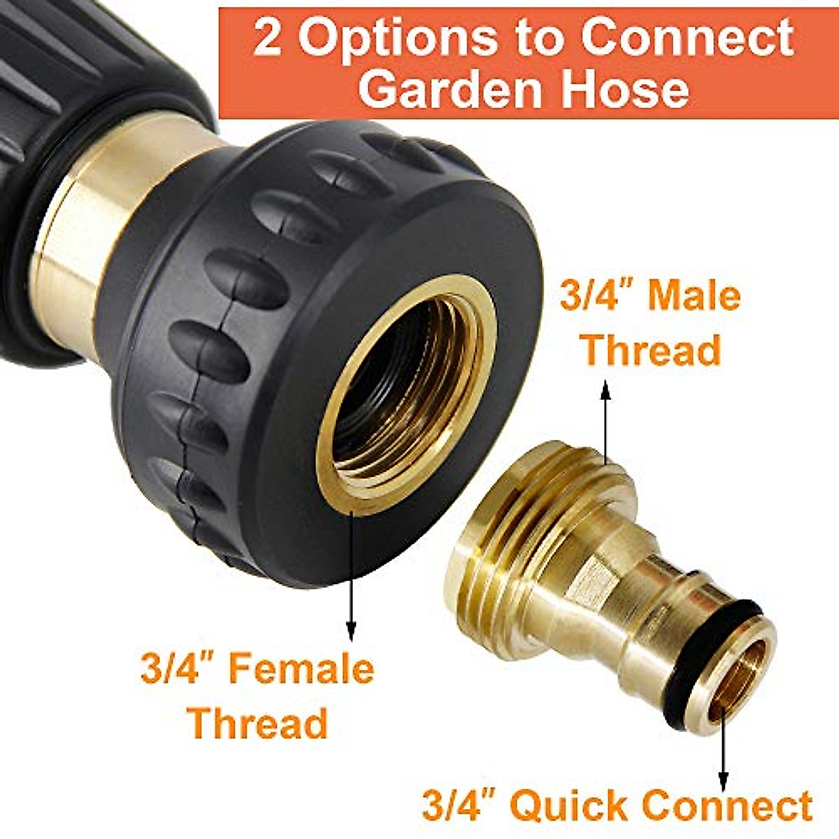 Twinkle Star Fireman Style Hose Nozzle, Heavy Duty Brass Durable Water Jet, Leak Proof Suitable for Car Wash, Patio Cleaning, Watering Lawn/Garden, Shower Pets, Fits All Standard Garden Hoses