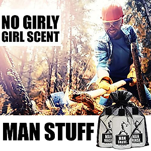 Man Stuff Beard Care Kit for Men | All Natural, Lightly Scented Shave Cream, Body & Beard Wash, and Beard Conditioner for Men | Paraben Free and Made in the USA | Vegan Beard Products for Men