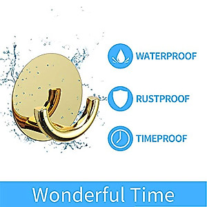 Adhesive Hooks Wall Hanger Holder Self Stick Heavy Duty Utility Storage Hooks,Kitchen Bathroom Stainless Steel Waterproof Hooks (Black, 2)