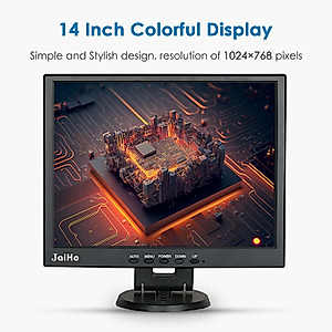 JaiHo 15 Inch LCD Monitor Display - 1024x768 Resolution HDMI PC Monitor Color Screen, Home Security Monitor with VGA/HDMI/BNC/AV/USB Earphone Input, Built-in Dual Speakers