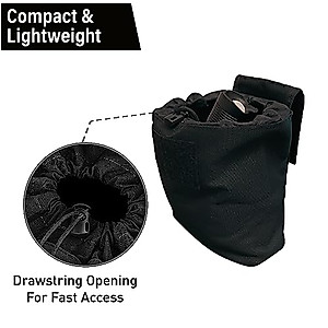 GearHill Molle Dump Pouch Drawstring Roll-Up Tactical Drop Pouch, Lightweight, Durable, Folding Hunting Utility Bag, Ammo Magazine Pouch (Black)