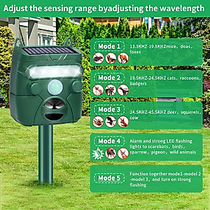 Ultrasonic Animal Repellent Outdoor Solar Animal Repeller with Motion Sensor&LED Strobe Light Cat Repellent Outdoor Deer Repellent Devices Waterproof Dog Deterrent Skunk Repellent for Yard (2), GREEN