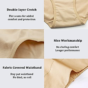 wirarpa Women's Postpartum Underwear High Waisted Ladies Cotton Panties Full Coverage Briefs 5 Pack Beige 2X-Large