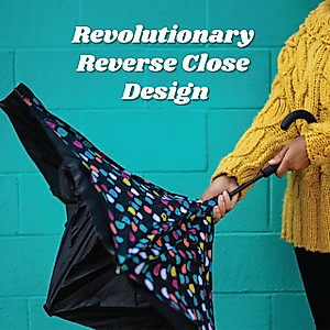 totes InBrella Reverse Close Umbrella, Invisible Water Repellent Coating, Auto Close