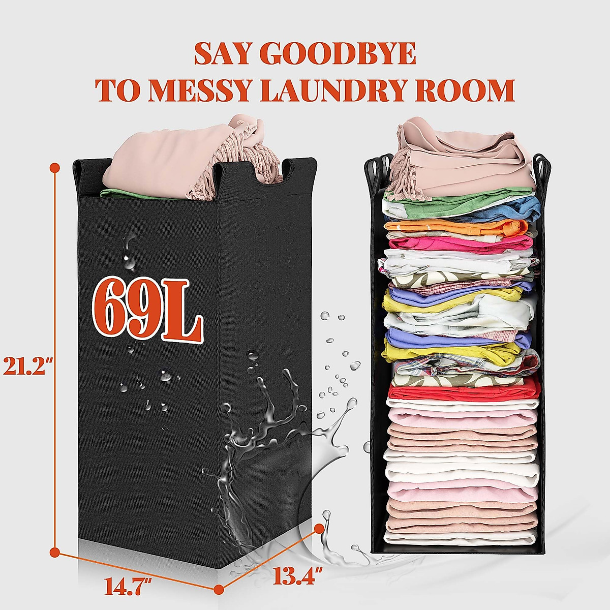 Raybee Over The Washer and Dryer Storage, Laundry Room Organization, Laundry Room Organization and Storage,78.7”W Laundry Room Shelves with Laundry Hamper and Hooks Washer and Dryer