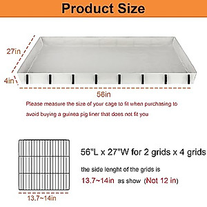 Lonepetu Waterproof Guinea Pig Cage Tarp Bottom for C & C Grids Habitat, 56“*27” Washable Guinea Pig Cage Liner Base for Rabbits Hamsters Hedgehogs Ferrets Small Pets (No Cage)