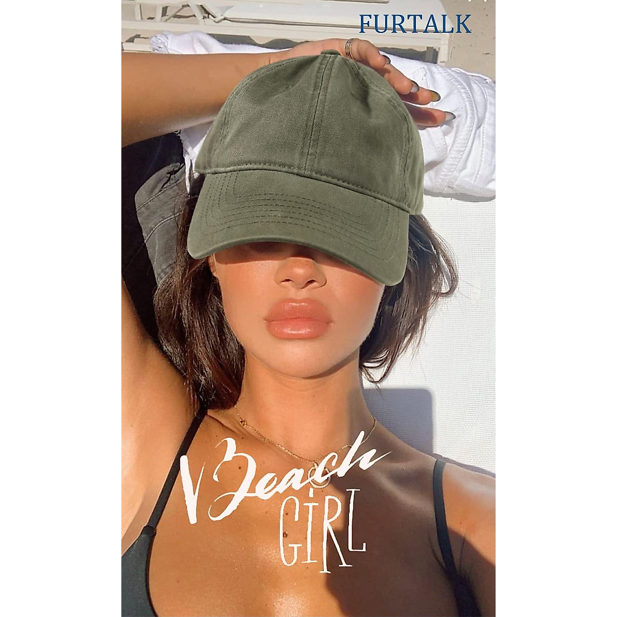 FURTALK Men and Women Vintage Washed Distressed Cotton Baseball Cap Plain Blank Adjustable Classic Baseball Hat Cap Green