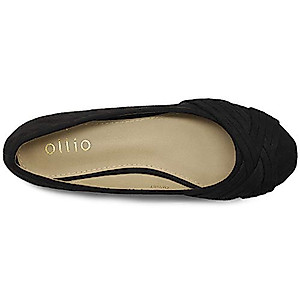 Ollio Women's Ballet Shoe Cute Casual Comfort Flat ZM1987(8.5 B(M) US, Black)