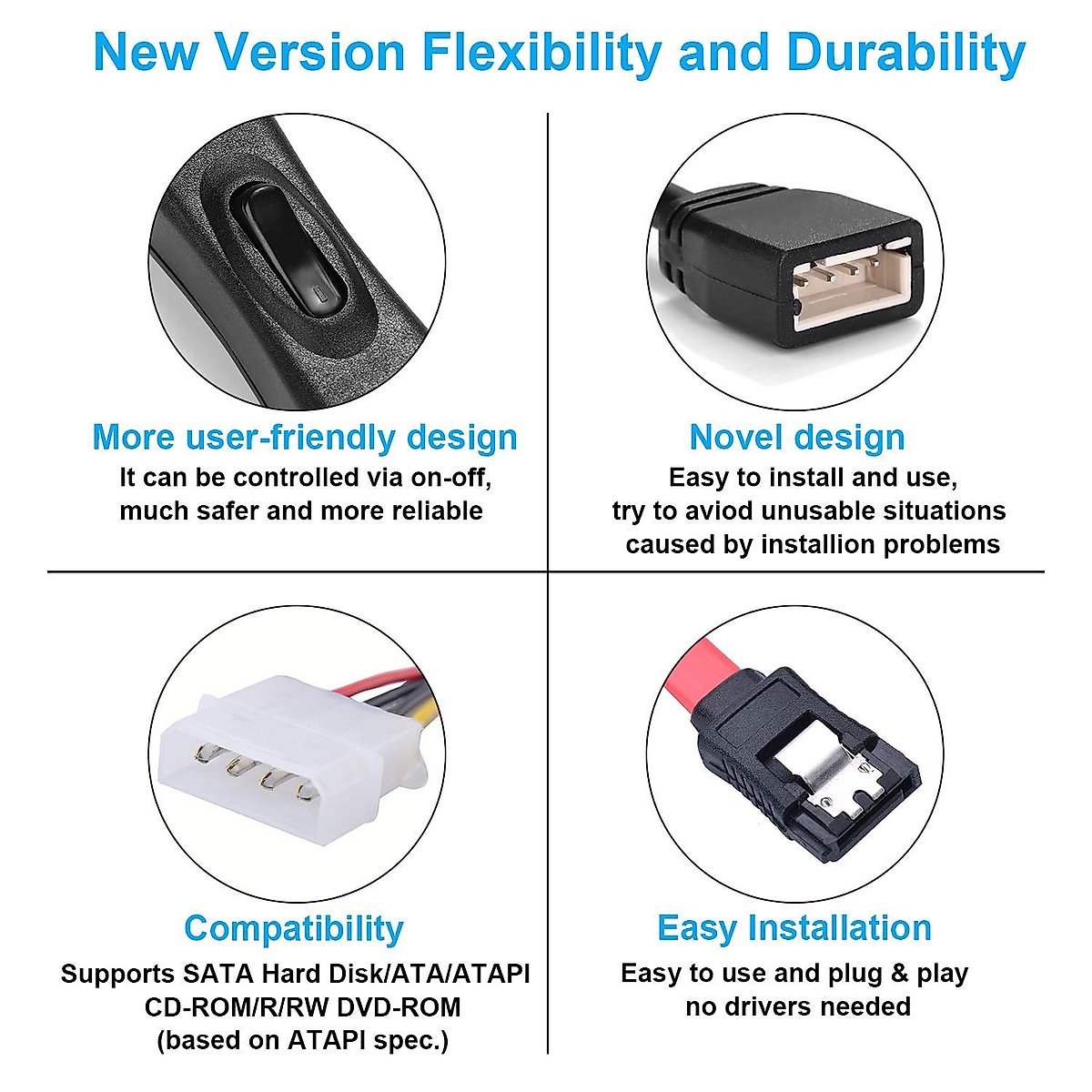 AGPTEK® SATA/PATA/IDE Drive to USB 2.0 Adapter Converter Cable for Hard Drive Disk HDD 2.5" 3.5", Compatible with USB 1.1/2.0/3.0, with External AC Power Adapter Included