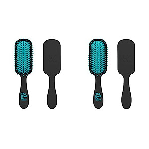 The Knot Dr. for Conair Mini Hair Brush, Wet and Dry Detangler with Storage Case, Removes Knots and Tangles, For All Hair Types, Blue (Pack of 2)
