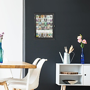 DisplayGifts Souvenir Shot Glass Display Case Shadow Box Wall Mounted Cabinet Mirror Background Black