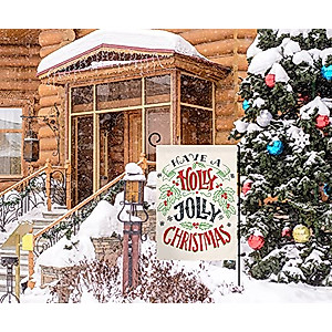 BLKWHT Holly Jolly Christmas Garden Flag 12.5x18 Vertical Double Sided Winter Holiday Yard Decorations S999
