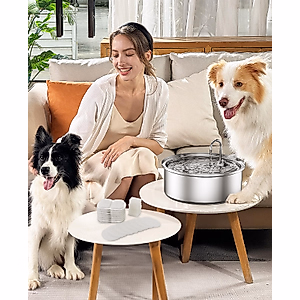oneisall Dog Water Fountain for Large Dogs,7L/230oz/1.8G Stainless Steel Dog Fountain Super Quiet with Triple Filtration,Great for Large Dogs Cats and Multi-Pet Home (8Set Filters for 7L Dog Fountain)