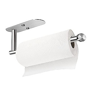 Paper Towel Holder Under Cabinet,Self Adhesive Paper Towel Holders Wall Mount,Stainless Steel No Drilling Paper Towel Rolls Rack for Kitchen,Sink,Bathroom 13 Inch(Silver)