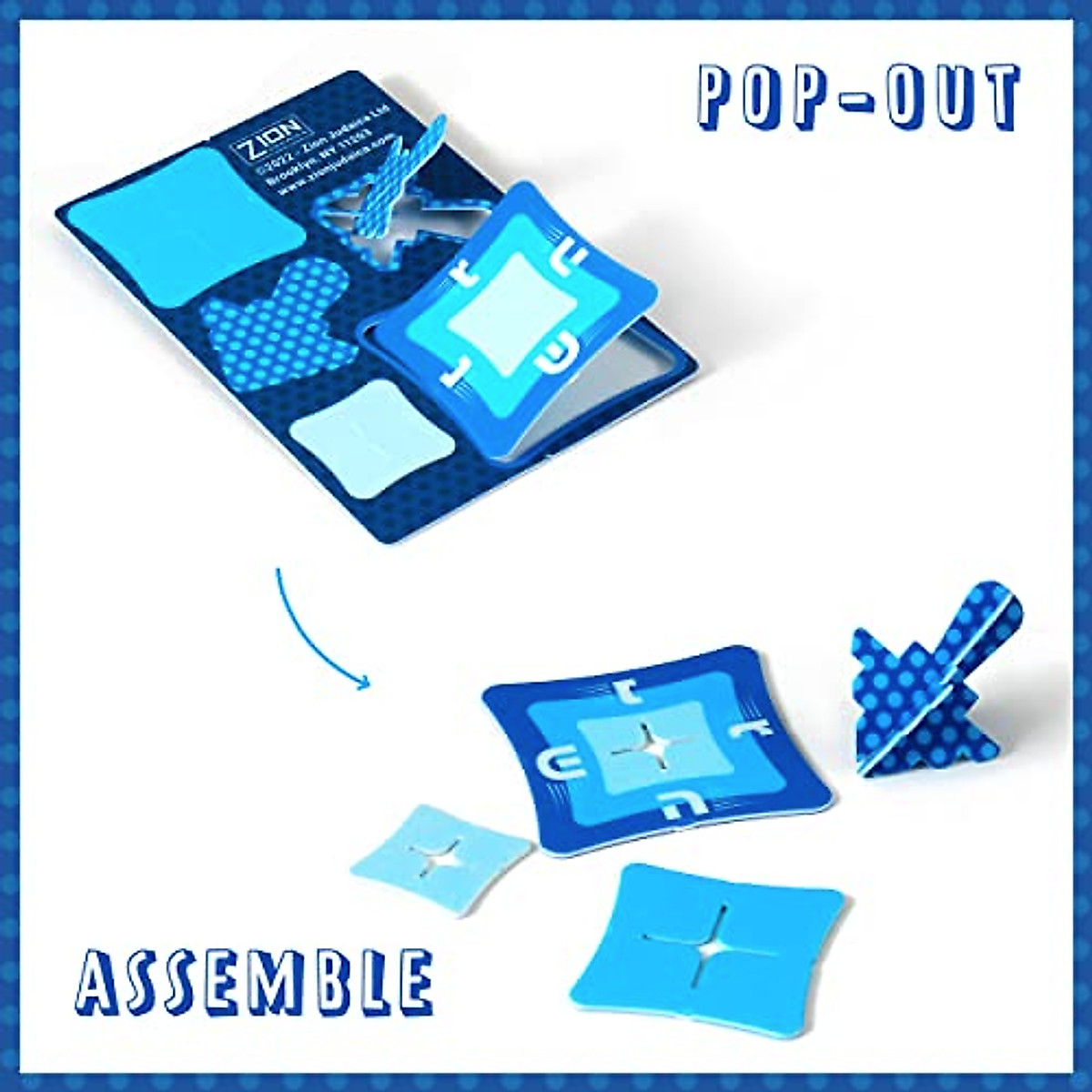 Festive Hanukkah Candles Box of 45 Multi-Blue Candles Thin Chanukah Menorah Candles with Prayer Card & DIY Dreidel Fits Standard Menorahs for All 8 Nights of Hanukah by Zion Judaica