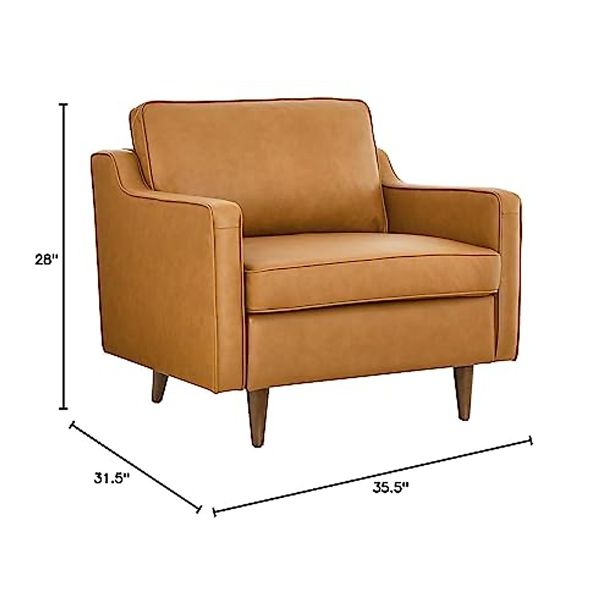 Modway Impart Upholstered Genuine Leather Armchair in Tan