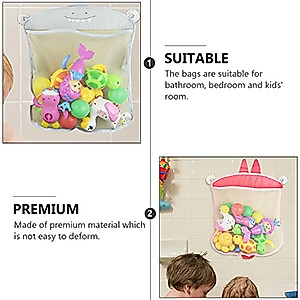 balacoo 2pcs Wall Mounted Storage Bag Cartoon Mesh Bath Toy Organizer Suction Cup Hanging Basket for Kitchen Bathroom Wall Door Closet 42X35CM