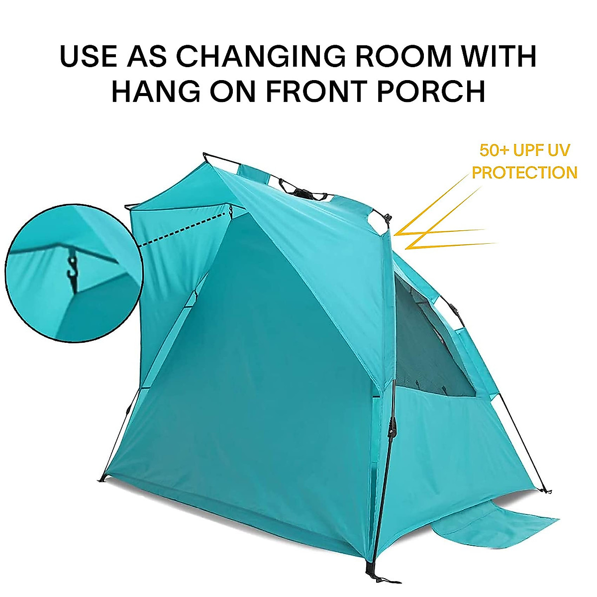 Alvantor Extra Large Beach Tent Super Bluecoast Beach Umbrella Outdoor Sun Shelter Cabana Automatic Pop Up UPF 50+ Sun Shade Portable Camping Fishing Hiking Canopy Easy Setup Windproof Patent Pending