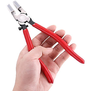 8 Inch Key Fob Pliers Attach Rubber Tips, Glass Running Plier for Key Fob Hardware Install and Stained Glass Work, with Adjustable Screw