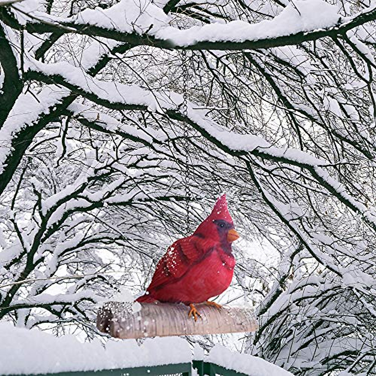 Claratut Mini Red Cardinal Bird Ornament On A Tree for Outdoor Indoor Use,Tree Statue Figurines Garden Decor 4.7L X4H