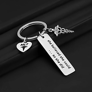 FOTAP Medical Lab Technician Gift MLT Keychain Medical Jewelry for MLT Graduation Gift Medical Technician, Scientist, Laboratory Gift (MLT KEY)