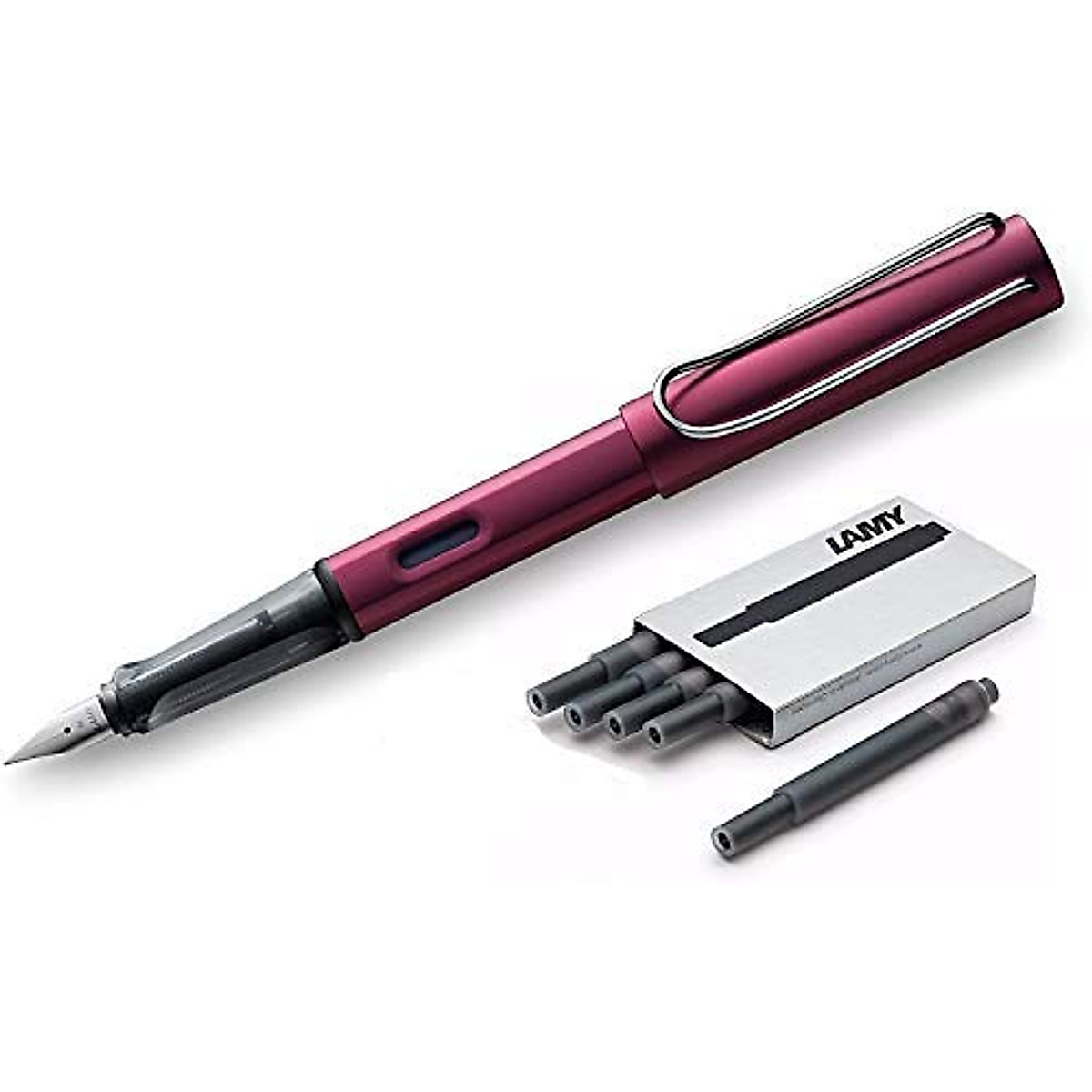 LAMY AL-Star Fountain Pen (29F) Black Purple + 5 Black Ink Cartridges