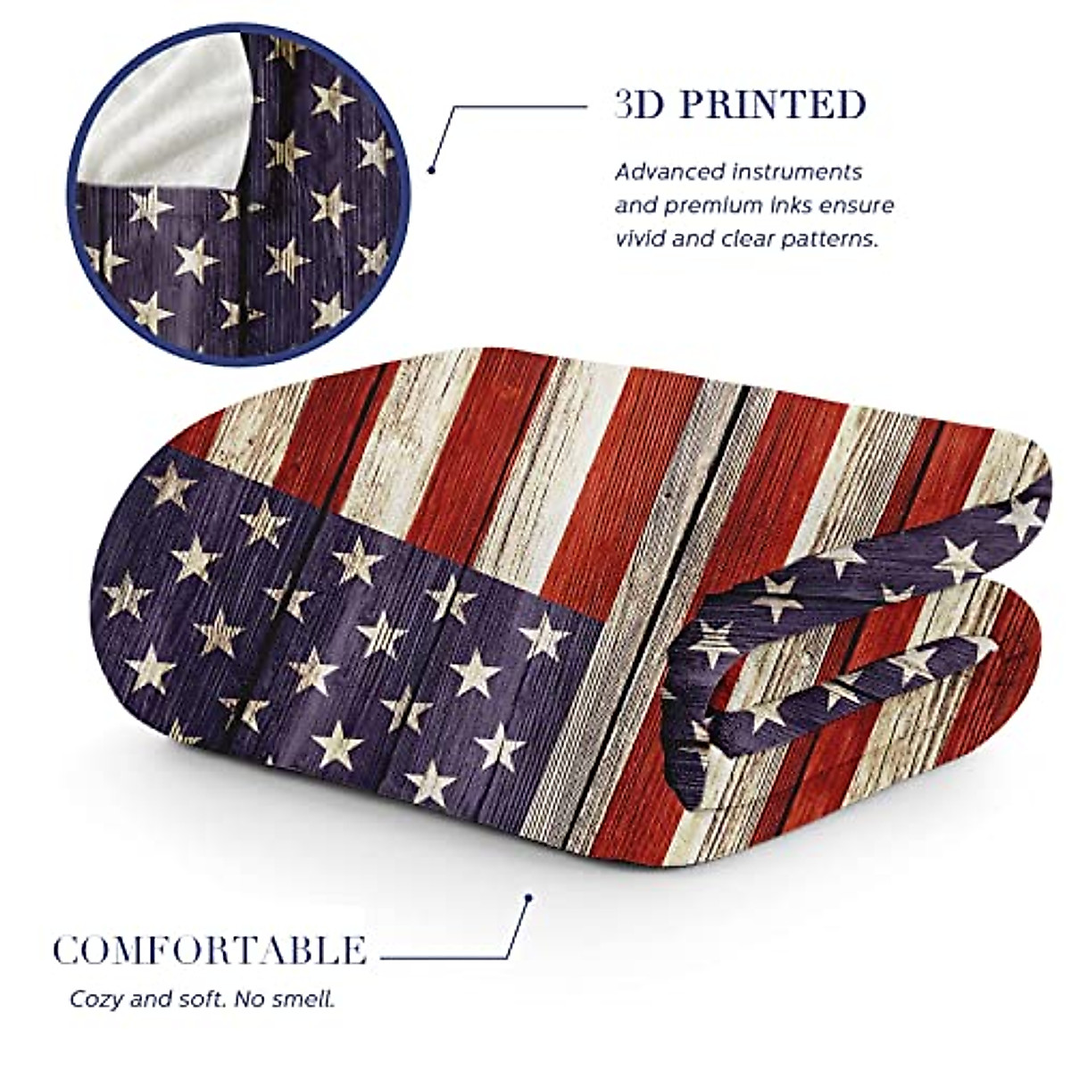 Reunbmq Super Soft Flannel Fleece Throw Blanket, Lightweight Sherpa Blankets Comfortable Bed Throws 3D Printed Blanket for Couch/Chair/Sofa/Bed/Dorm/Bedroom/Home (Wood Plank American Us Flag)